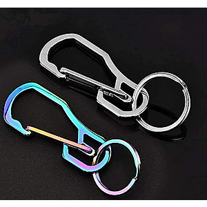 2 Pack Carabiner Clip Retractable Ring Set Titanium KeyChain Quick Release Hooks for Men Women