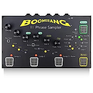 Guitar Looper Pedal BOOMERANG III OPEN BOX - Run 4 Separate Loops - Multi Effects Loop Pedal Station - Electric Guitar, Bass, Keyboard, DJ - Fits Small Guitar Pedal Board - Pro Loop Machine