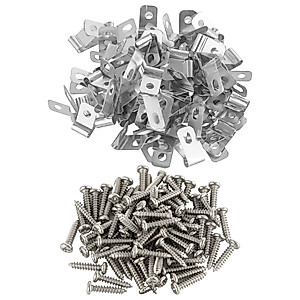 yeesport 100 PCS Fence Wire Clamps, Fence Wire Clips with Screws, Aluminum Fence Mounting Clips for 12 to 16 Gauge Welded Wires, Cord Clamps, Wire Clips for Wood, Metal, or Vinyl Fences