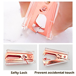 YOLOZAI 17PCS Office Supplies and Accessories Set Desk Accessories, Notebook, Acrylic Stapler, Staple Remover, Tape Dispenser, Clips, ID Roller, Scissor, Utility Knife, Phone Holder, Pen, Pen Holder