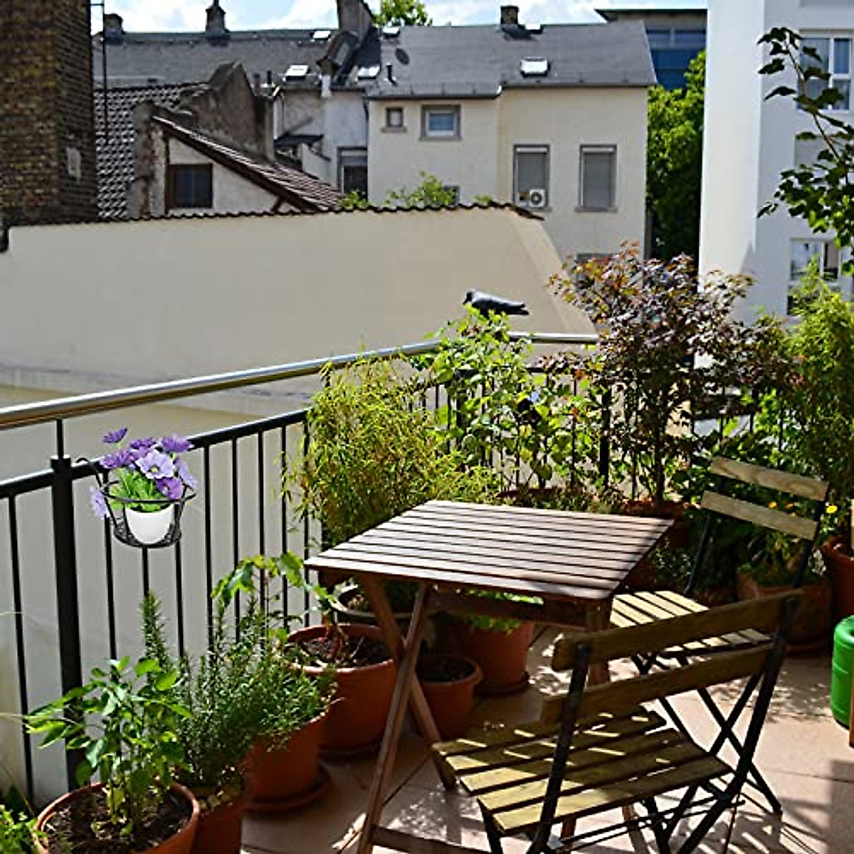 Yardwe Over The Rail Flower Pot Holder for Railings Planter Iron Fence Planters Hanging Planter Pot Container 16.5x10.5x20cm (Black)