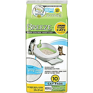 Tidy Cats Breeze Spring Clean Cat Pads Refill Pack (2) 10 Count Pouches with AuroraPet Catnip Toy (Assorted)