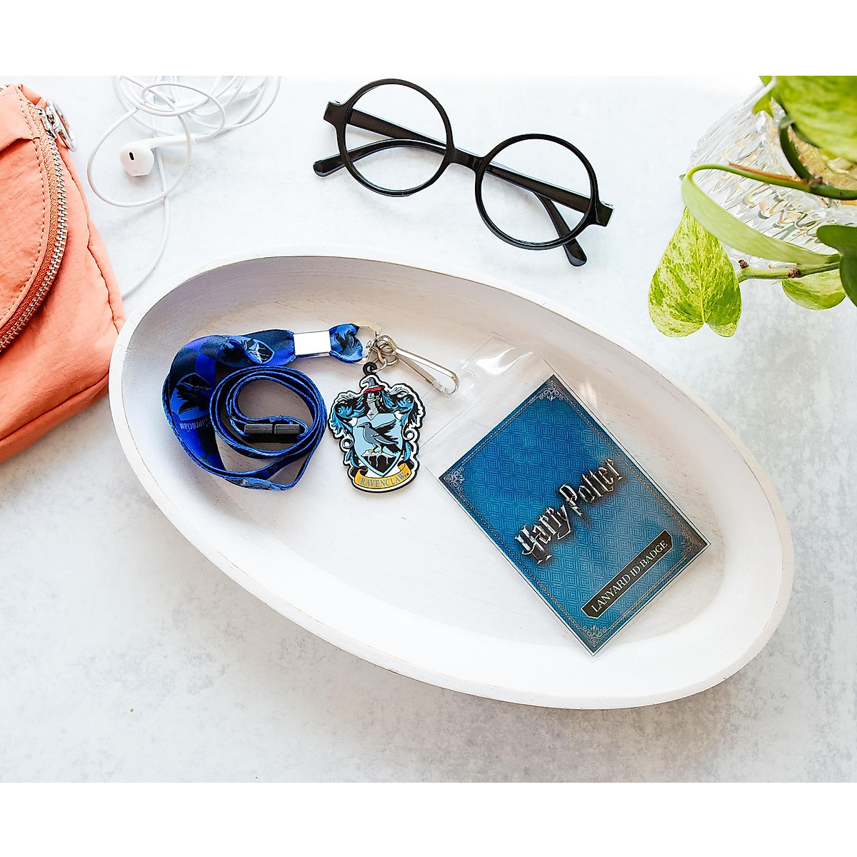 Harry Potter Ravenclaw 22-Inch Strap Lanyard With ID Badge Holder and Crest Charm | Vertical Nametag With Clear Window