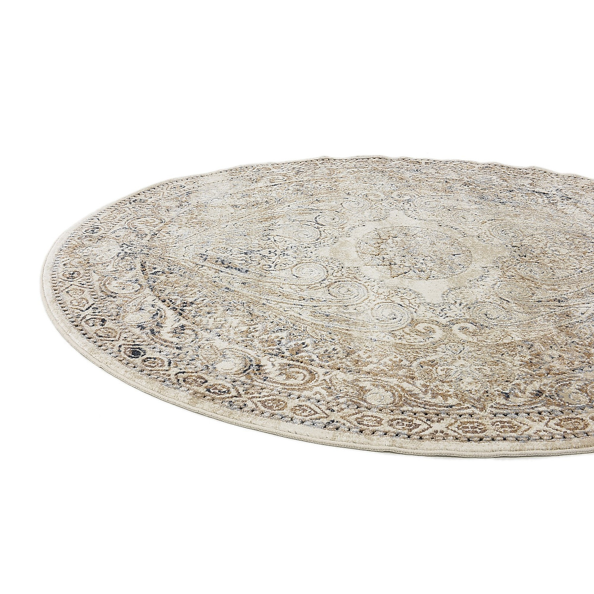 Unique Loom Chateau Collection Area Rug, 4' x 4' Round, Beige