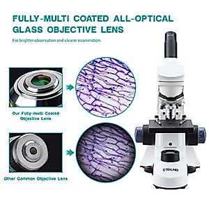 ESSLNB 1000X Microscope for Kids Students 40X-1000X Biological Compound Microscopes with Cell Phone Adapter Double Layer Stage Abbe Condenser and Slides