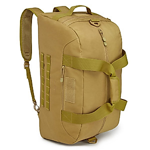 G4Free 70L Large Tactical Duffle Bag Men Sports Gym Backpack with Shoes Compartment Military MOLLE Duffel Backpack (Brown)