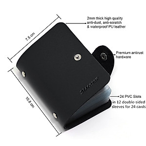 Mocasor Soft Leather Credit Card Holder for Men & Women Bank Card Case with 24 Durable Plastic Insert Slots Slim Pocket Wallet ID Card Organiser Business Card Case Purse (Black)