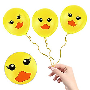 60 Pieces Yellow Duck Latex Balloons Cartoon Duck Printed Balloons Cute Duck Face Latex Balloons for Wedding Birthday Party Baby Shower Classroom Decoration, 12 Inches
