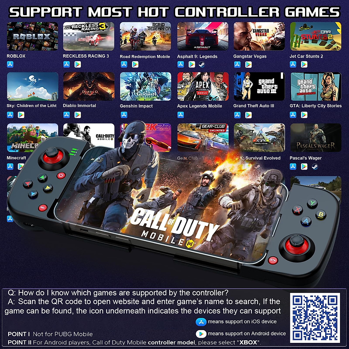 Megadream Mobile Game Controller Gamepad for iPhone iOS Android PC: Works with iPhone 16/15/14/13/12/11, iPad, Samsung Galaxy, TCL, Tablet, Call of Duty, Minecraft - Directly Play (Green)