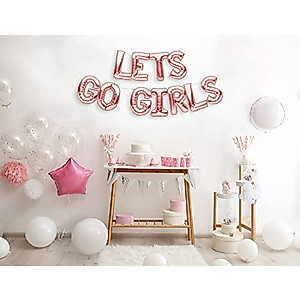 PartyForever LETS GO GIRLS Balloons Banner Rose Gold Bachelorette Party Decorations Sign