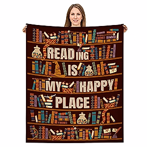 RIEDIOVS Book Lovers Gifts Blanket for Women-Gifts for Book Lovers-Librarian Gifts-60' x 50' Reading Blanket for Book Lovers on Birthday Christmas -1, 60'x50'