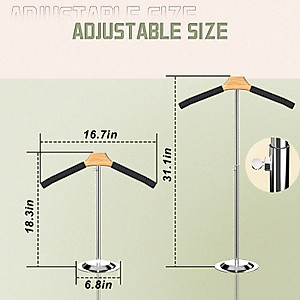 Adjustable T Shirt Display Adult for Vendors, 18-31.1 Inch Flexible Shirt Rack Shoulder Stand, Portable Hanging Black Metal Clothes Display, Hanger Rack for Clothing Dress Garment Coat Retail