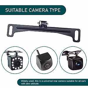 Crynod 1 PC Car Reversing Camera License Plate Mounting Bracket, 7.68" x 1.34" Dash Cam Rear Camera Bracket, Automotive 0.87" Square IP68 Waterproof Fitting, Suitable for Most Car Models (Black)