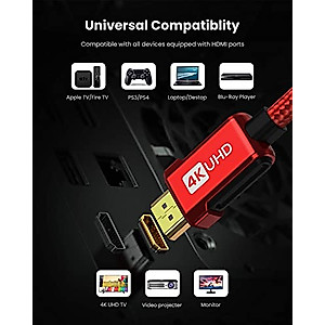 Silkland 4K HDMI ARC Cable for Soundbar, 4K 60Hz HDMI 2.0 Cable 6.6ft, (18Gbps, ARC, HDCP 2.2, HDR, 3D), High Speed 4K Ultra HD, Compatible for Samsung, Vizio, Sono, Bose, LG Sound bar, UHD TV, Red