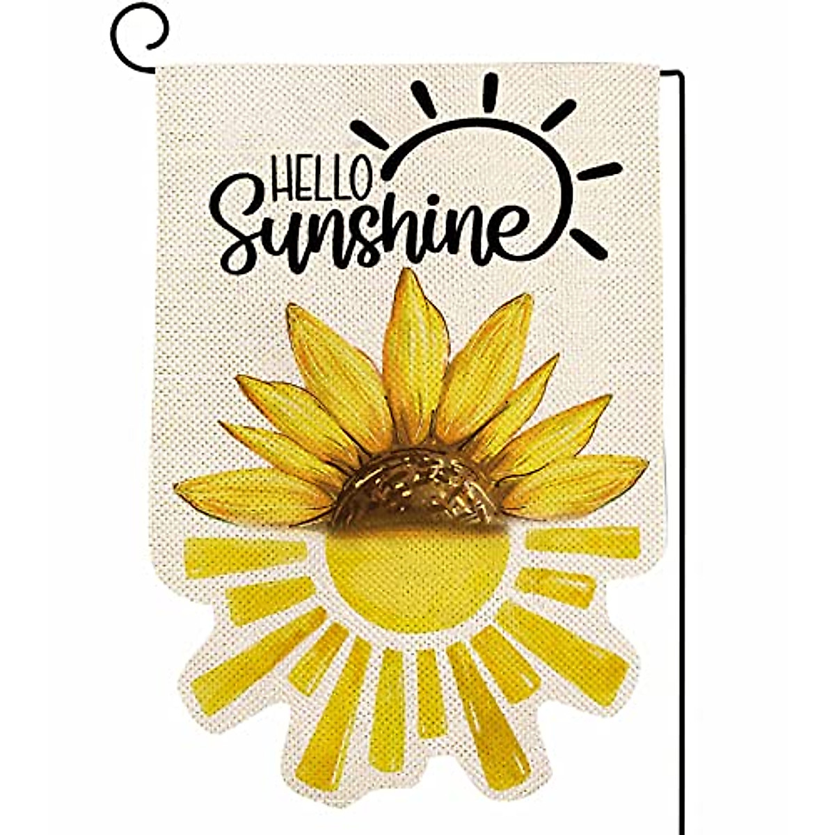 ORTIGIA Summer Hello Sunshine Garden Flag 12x18 Inch Burlap Vertical Double Sided Boho Summer Sunflowers Yard Flag Spring Floral Seasonal Farmhouse Outdoor Flag