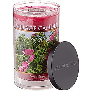 Village Candle Wild Rose Large Tumbler Jar Candle, 19 Oz, Traditions Collection, Pink