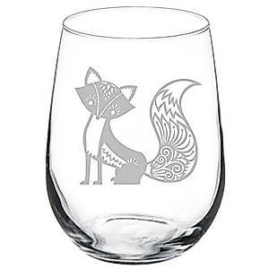Wine Glass Goblet Fancy Fox (17 oz Stemless)
