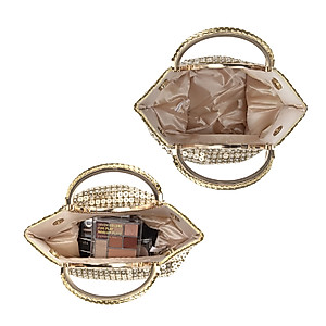 Gripit Designer Handbags Sequin Tote Bag with Rhinestone Wristlet Sparkly Purse Crystal Bag for Women Trendy Formal Evening Bag,Gold