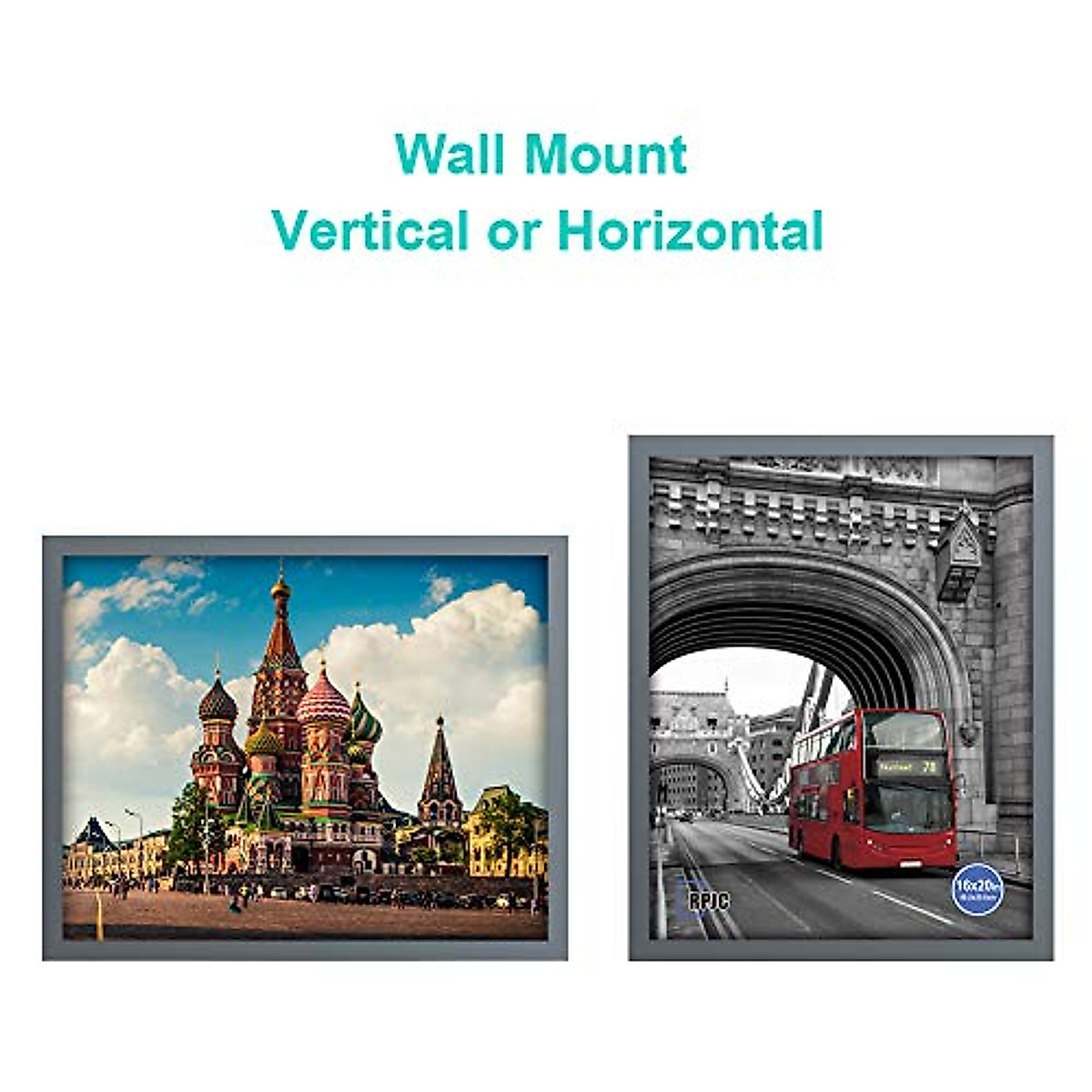 RPJC 16x20 Inch Solid Wood Poster Frame for Wall Mounting Hanging Picture Frames Grey