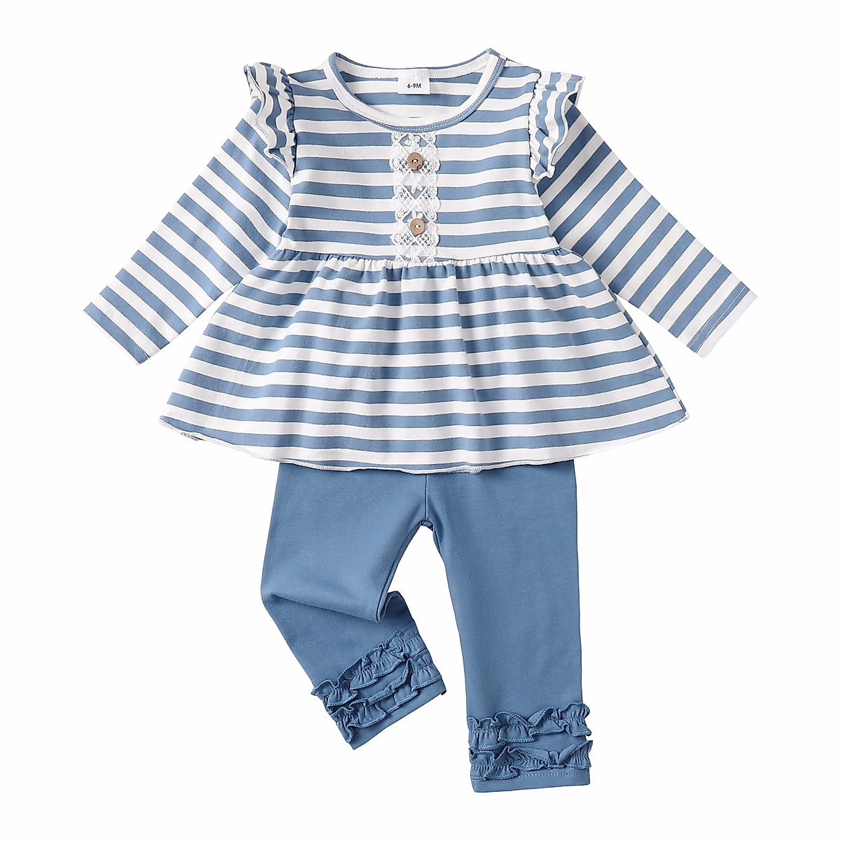 Baby Girl Clothes Toddler Girl Cute Outfits Long Sleeve Ruffle Shirt Solid Pants Little Baby Girl Fall Winter Clothes 12-18 Months