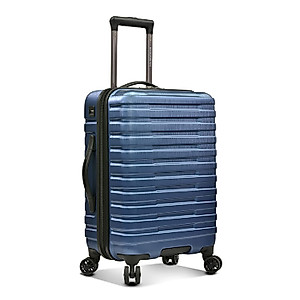 U.S. Traveler Boren Polycarbonate Hardside Rugged Travel Suitcase Luggage with 8 Spinner Wheels, Aluminum Handle, Navy, Carry-on 22-Inch, USB Port