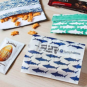 Lunchskins Recyclable & Sealable Food Storage Sandwich Bags, Shark Design, 50 Bags - Eco-Friendly, Made Without PFAS and BPA