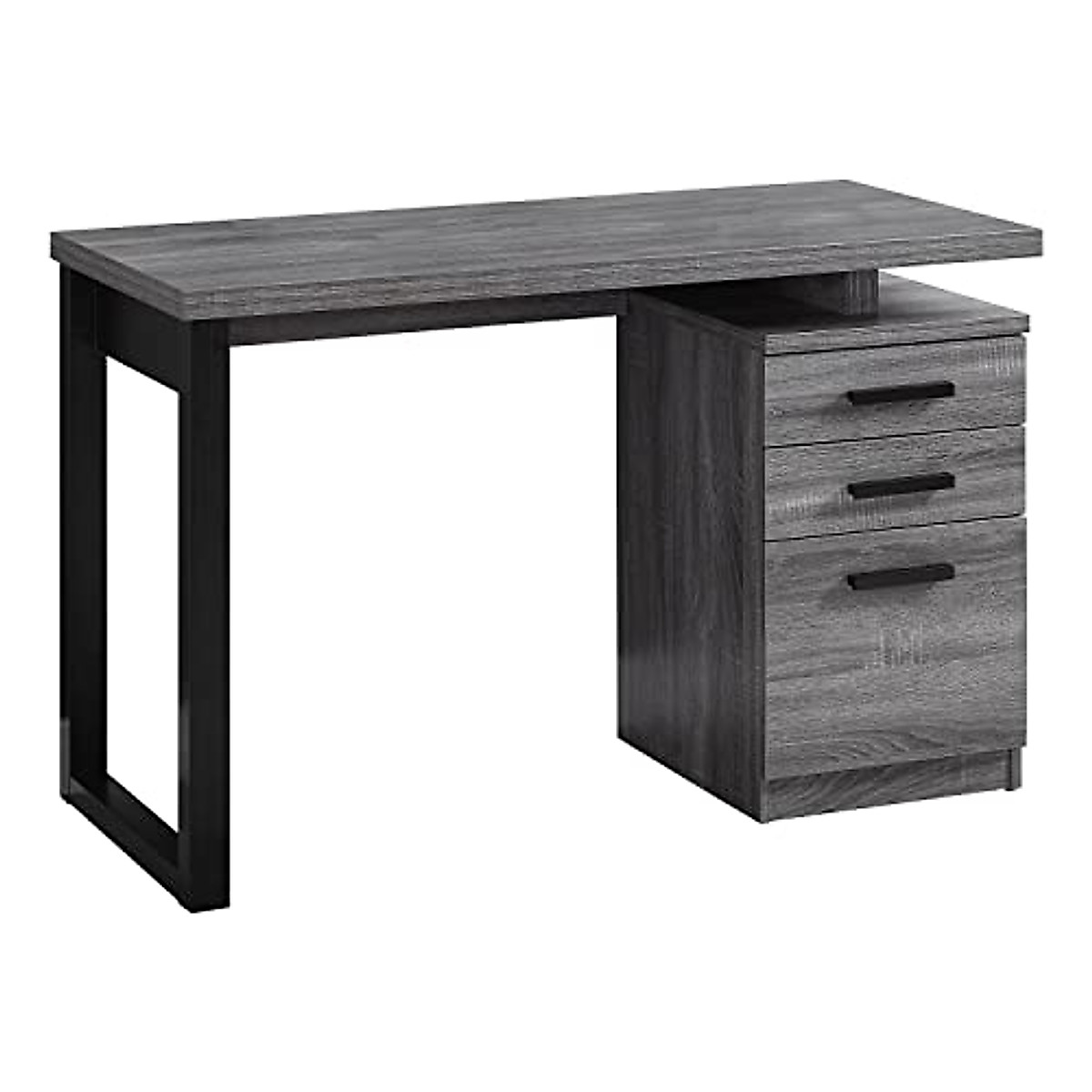 Monarch Specialties Laptop Table with Drawers for Home & Office-Contemporary Style Computer Desk, 48" L, Grey-Black Metal Leg