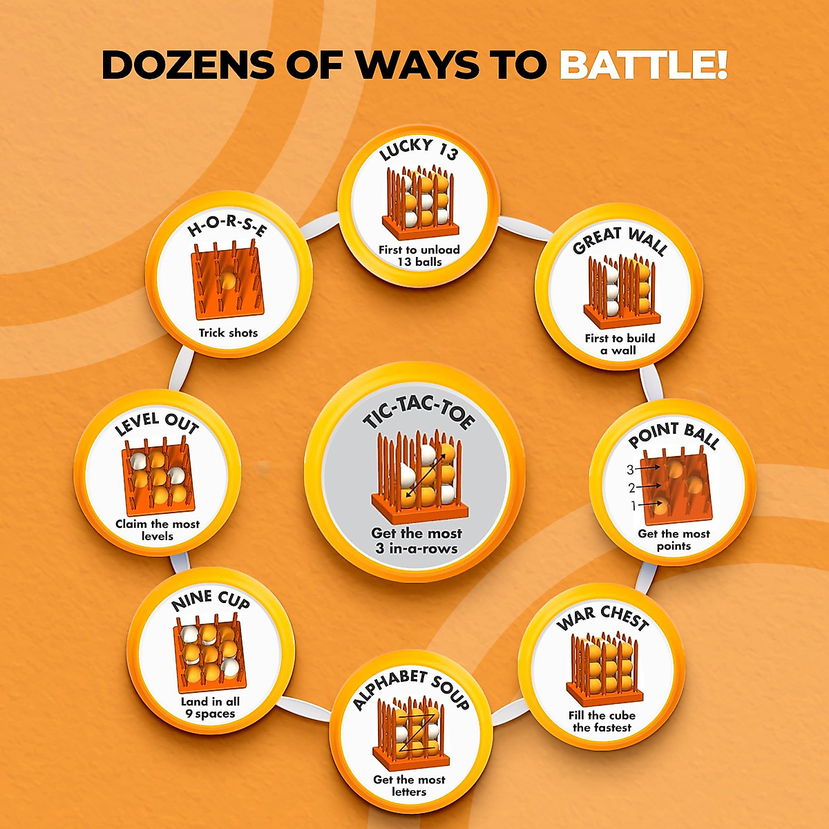 Bounce Battle Wood Edition Game Set - Multiplayer Fun Games for Kids & Adults - Addictive Bounce Ball Games w/Multiple Battle Styles - Family Games of Strategy/Chance - Gifts for Teenage Boys & Girls