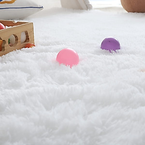 Jorkei White Area Rugs for Bedroom,7x10 Feet Plush Furry Shag Rug,Indoor Modern Plush Area Rugs for Living Room Bedroom Kids Room Kids Playroom Home Decor Floor Carpet