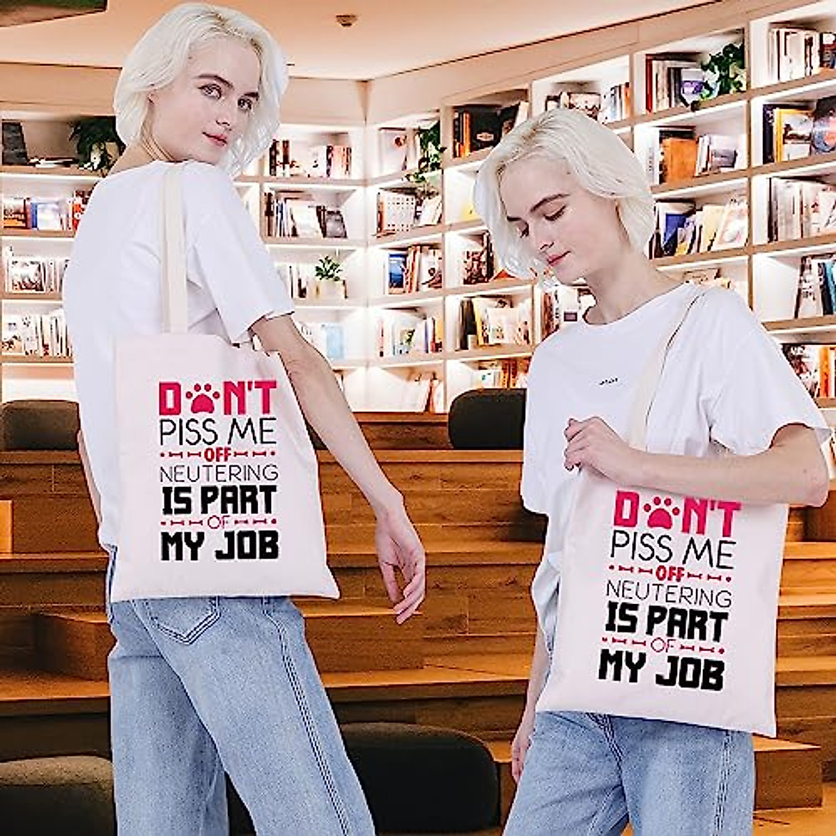 CMNIM Funny Veterinarian Tote Bag Don't Piss Me Off Neutering Is Part Of My Job Vet Tech Gifts for Vet Assistant Graduation Grocery Bag (Veterinarian Tote Bag)