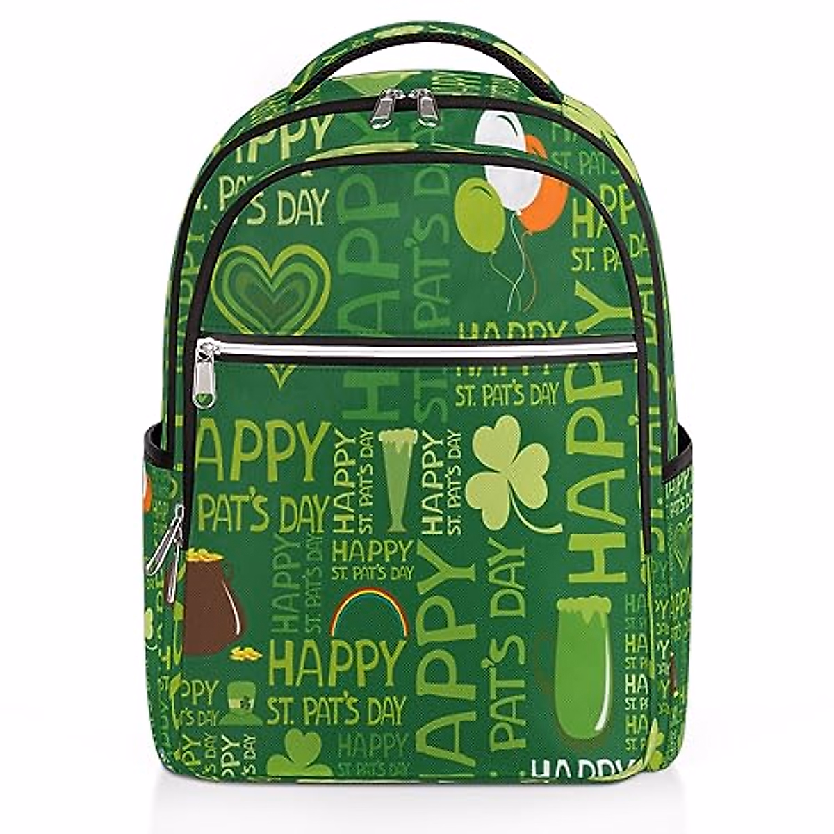 bisibuy St. Patrick's Day Shamrocks Clovers Travel Laptop Backpack, 16.1 Inches Computer Backpack, Durable Water-Repellent Travel Backpack for Business College Women Men Gift