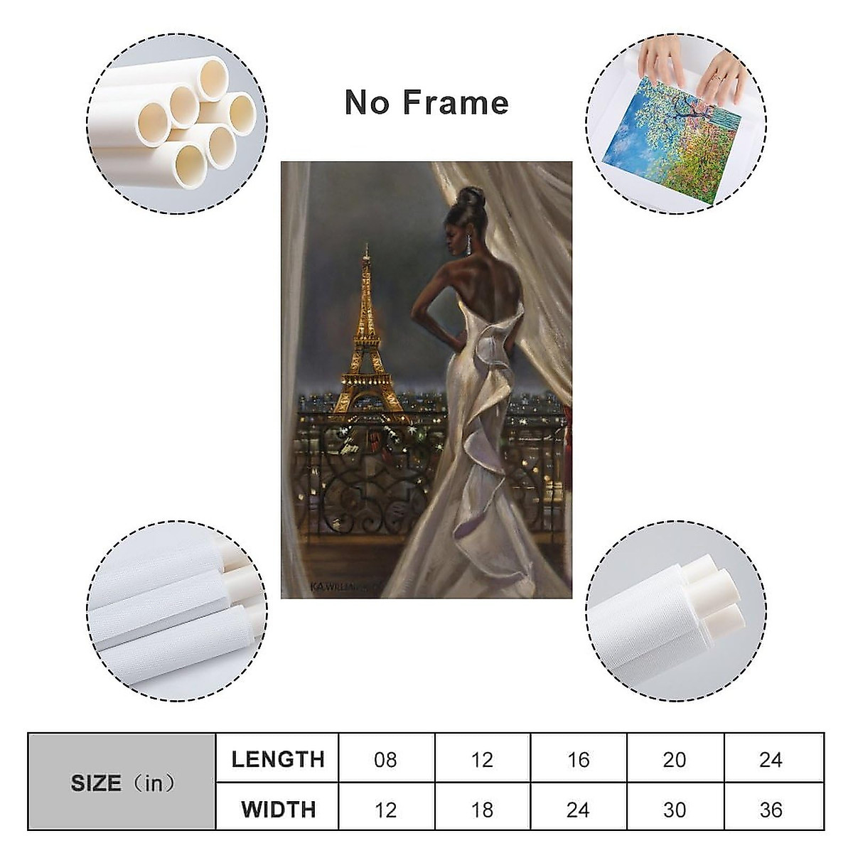 Posters & Prints Fashion African American Woman in Paris Oil Painting Poster Wall Art Paintings Canvas Wall Decor Home Decor Living Room Decor Aesthetic Prints 12x18inch(30x45cm) Unframe-style