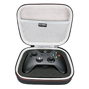 LTGEM EVA Hard Case for Xbox Series X/Xbox Series S/ Xbox One/Xbox One S/Xbox One X Controller, Mesh Pocket Fits Plug & Cables - Travel Carrying Portable Storage Bag