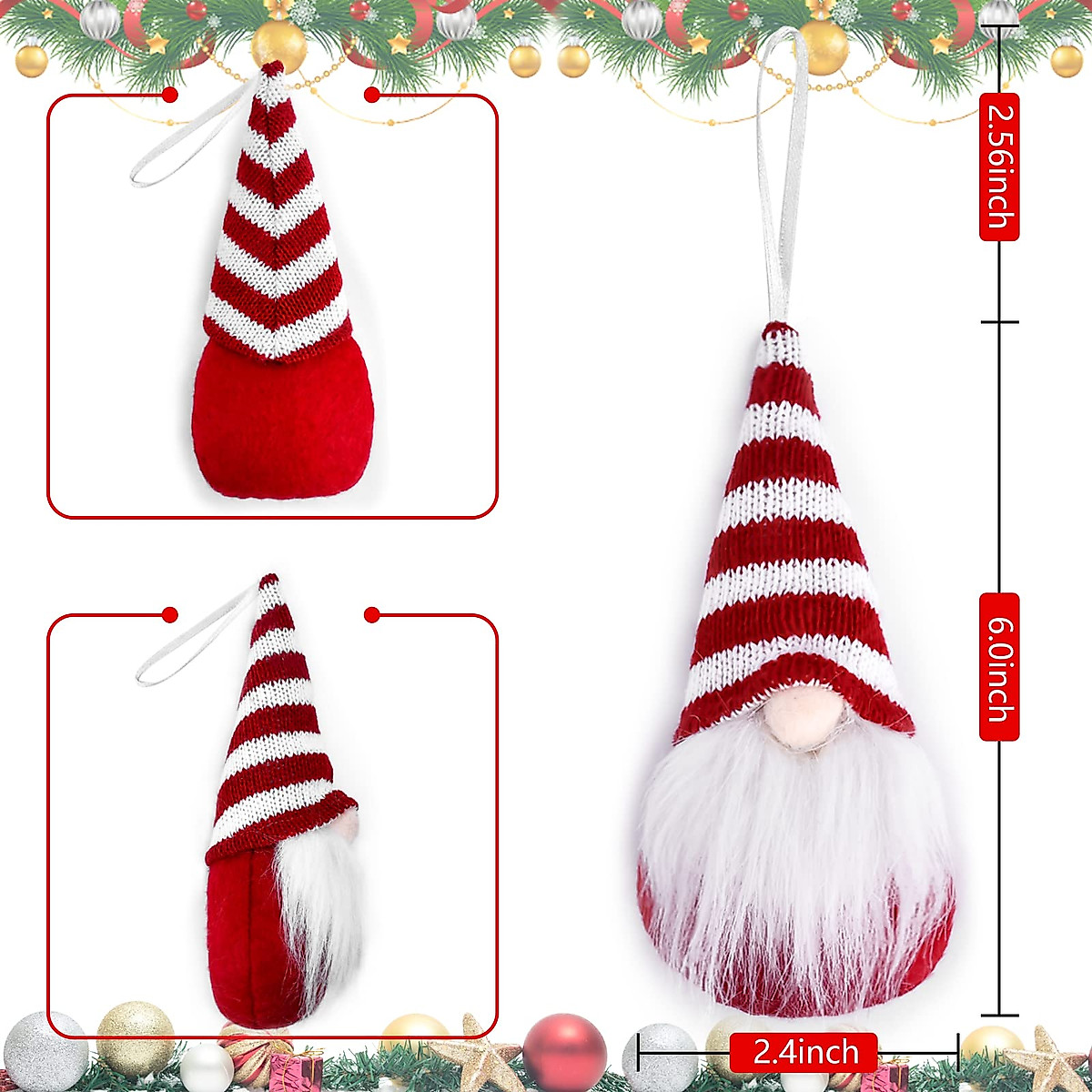 Christmas Tree Decorations Hanging Gnomes Ornaments Set of 10,Handmade Plush Gnome Santa Elf Hanging Home Christmas Decor,Yard Garden Indoor Outdoor Party Farmhouse Holiday Decor