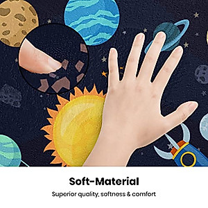 Non Slip Large Area Rugs Durable Thick Floor Mat Doormats Cartoon Space Planets and Spaceships Pattern Printed Floor Pad Rugs Living Room Bedroom Carpet Standing Mat Home Decor 60"x40"