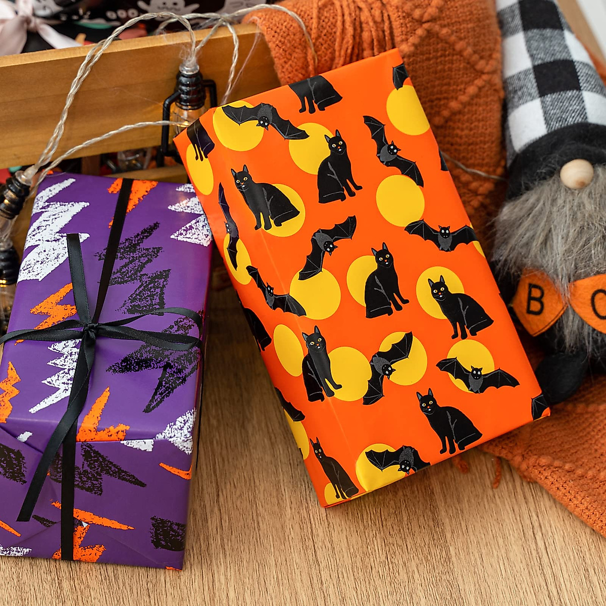 MAYPLUSS Wrapping Paper Roll - Mini Roll - 17 inch X 120 inch Per roll - 3 Different Halloween Party Gift Wrap(42.3 sq.ft.ttl)