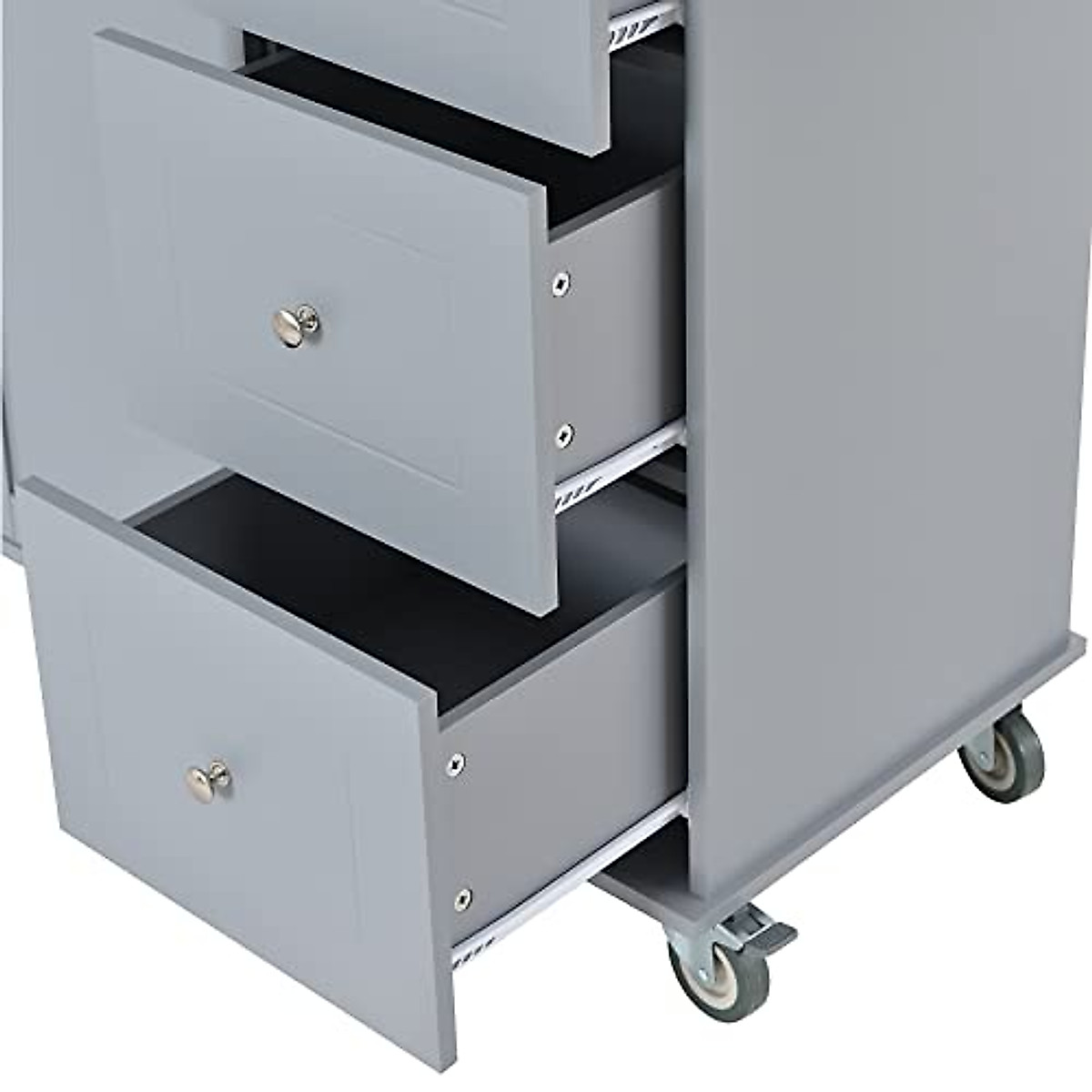 OPTOUGH Rolling Mobile Kitchen Island with Locking Wheels,Storage Cabinet and Drop Leaf Breakfast Bar, Kitchen Cart for Home w/Spice Rack,Towel Rack & Drawer,Grey Blue