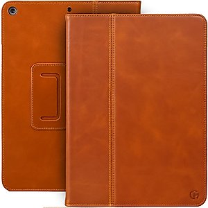 Casemade Real Leather Case Compatible with iPad 10.2” 7th/8th/9th Gen (2019/2020/2021) - Full-Grain Leather Cover, Auto Sleep/Wake, Dual Stand Position (Tan)