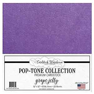 Cardstock Warehouse Pop Tone Grape Jelly Purple - 12 x 12" - 65 Lb. / 175 Gsm Matte Premium Cardstock Paper - 25 Sheets