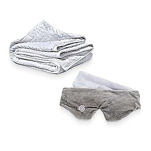 Gravity Blanket The Original Weighted Blanket for Adults, 20 lbs White 48"x72" with Washable Removable Microfiber Duvet Cover & Weighted Sleep Mask, Grey, 1 Pound, Better Rest & Sleep