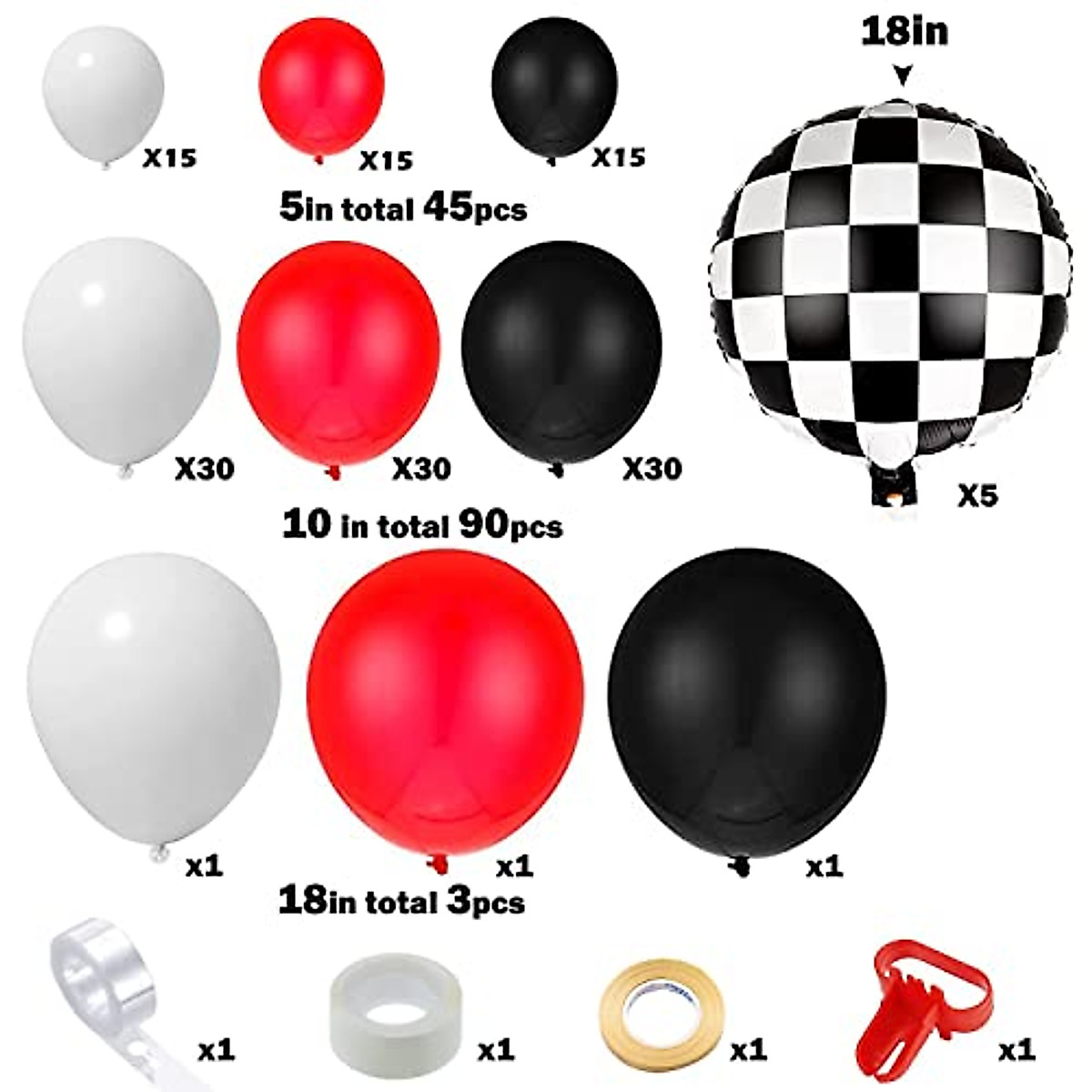 148 Pieces Race Car Balloons Arch Garland Kit,Racing Car Theme Birthday Party Decorations Cars Balloon Arch Kit 5 10 18 Inch