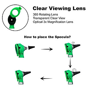 Cross Canada 11-084 Physician Fiber Optic LED Pocket Otoscope Diagnostic Set - Green