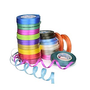 ZIIYAN 32 Rolls 16 Colors Curling Ribbons for Gift Wrapping, Balloon String, Florist Art Craft Decor, Wedding Birthday Graduation Festival Party Decor, 1/5" Wide, 11 Yards Per Roll