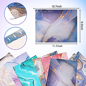 Qeeenar 30 Pcs Marble Hanging Folders with Foil Stamping Process, Including Adjustable Tabs and Inserts, Letter Size Decorative Hanging Filing Folders for Desk Office School and Home