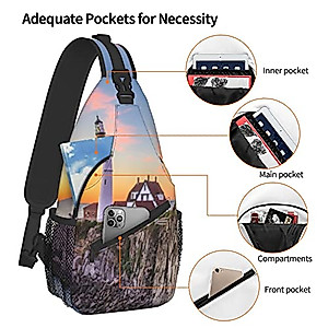 Crossbody Sling Backpack Light Lighthouse Portland Maine Usa Waterproof Daypack For Travel Hiking Gym Sport Outdoor