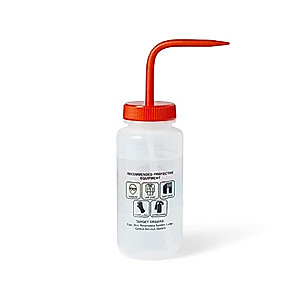 United Scientific™ UniSafe™ Leakproof Laboratory Grade Wide Mouth LDPE Vented Chemical Wash Bottle, Acetone, 500mL (16oz), 4-Color, Pack of 6