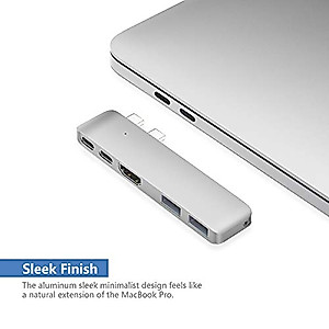 Purgo Mini USB C Hub Adapter Dongle for MacBook Air 2022-2018 and MacBook Pro 13 M2 2022-2016, MacBook Air USB Adapter with 4K HDMI, 100W PD, 40Gbps TB3 5K@60Hz, USB-C and 2 USB 3.0