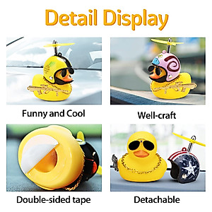 wonuu 3 Pack Car Rubber Duck Cute Yellow Wind-Breaking Ducks Dashboard Decorations Small Ornaments with Propellers Glasses Gold Chain (Yellow-Snail&Pineapple&Stars and Stripes)