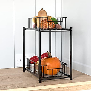 MaraFansie Under Sink Organizers and Storage Pull Out Organizer Kitchen Cabinet Rack with Sliding Drawers, Black