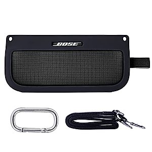 co2CREA Soft Silicone Case Replacement for Bose SoundLink Flex Bluetooth Portable Speaker (Silicone Case, Black Case)